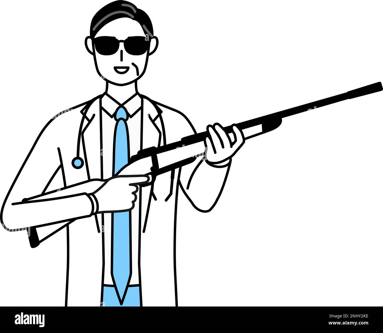 Male doctor in white coats with stethoscopes, senior, middle-aged ...