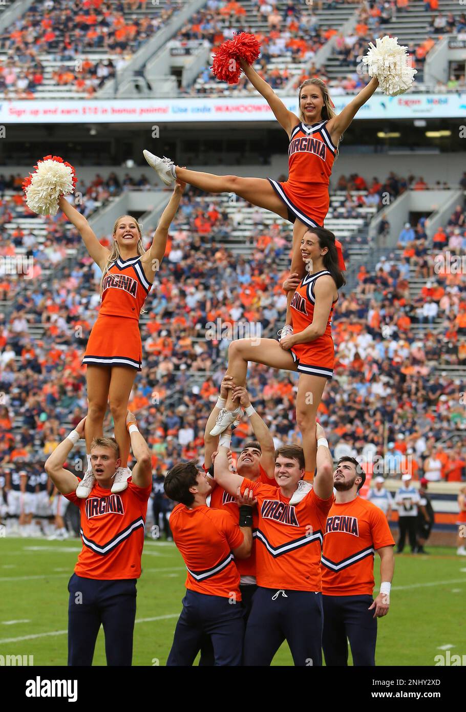 CHARLOTTESVILLE, VA - NOVEMBER 05: Virginia Cavaliers cheerleaders ...