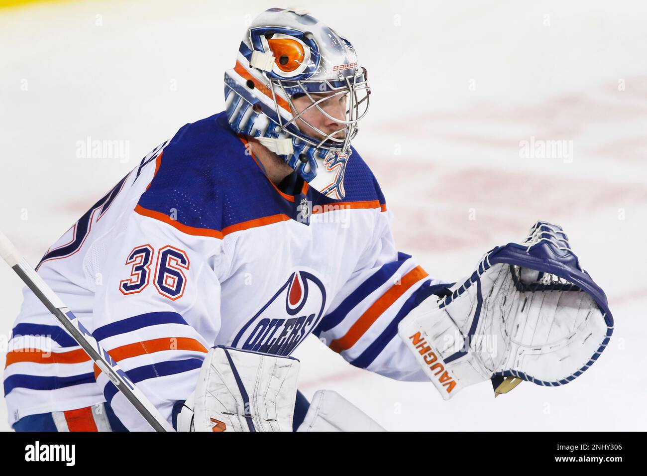 NHL profile photo on Edmonton Oilers goalie Jack Campbell during a game ...