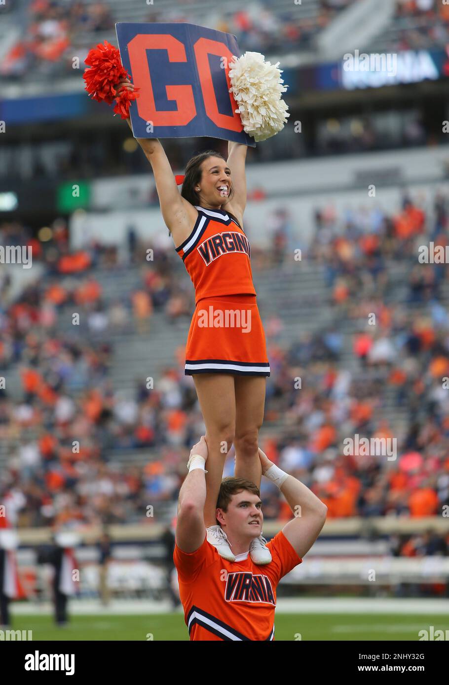 CHARLOTTESVILLE, VA - NOVEMBER 05: Virginia Cavaliers cheerleaders ...