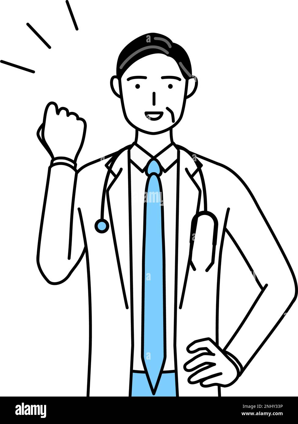 Male doctor in white coats with stethoscopes, senior, middle-aged ...