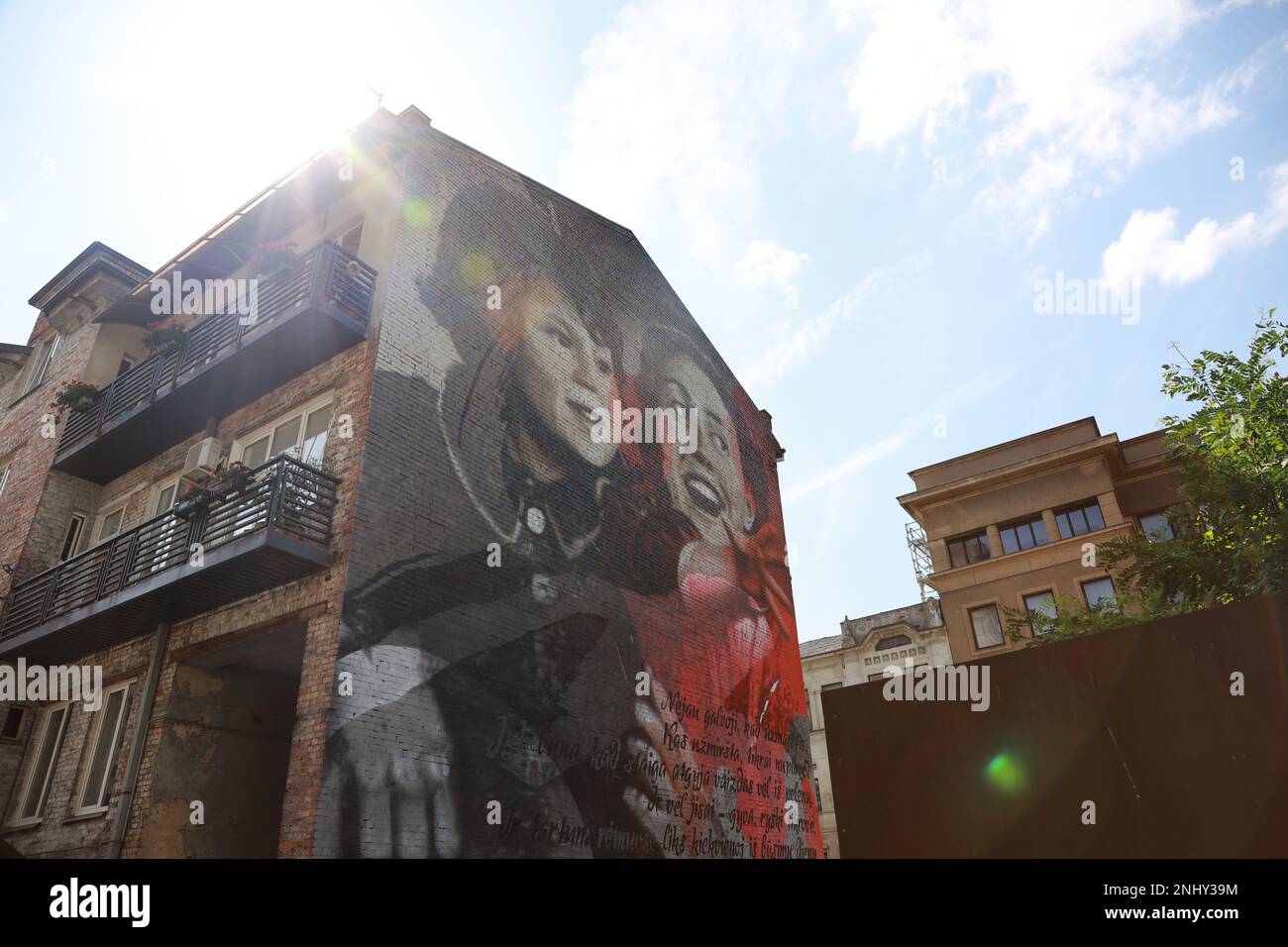 This captivating stock photo features a beautiful street art piece in ...