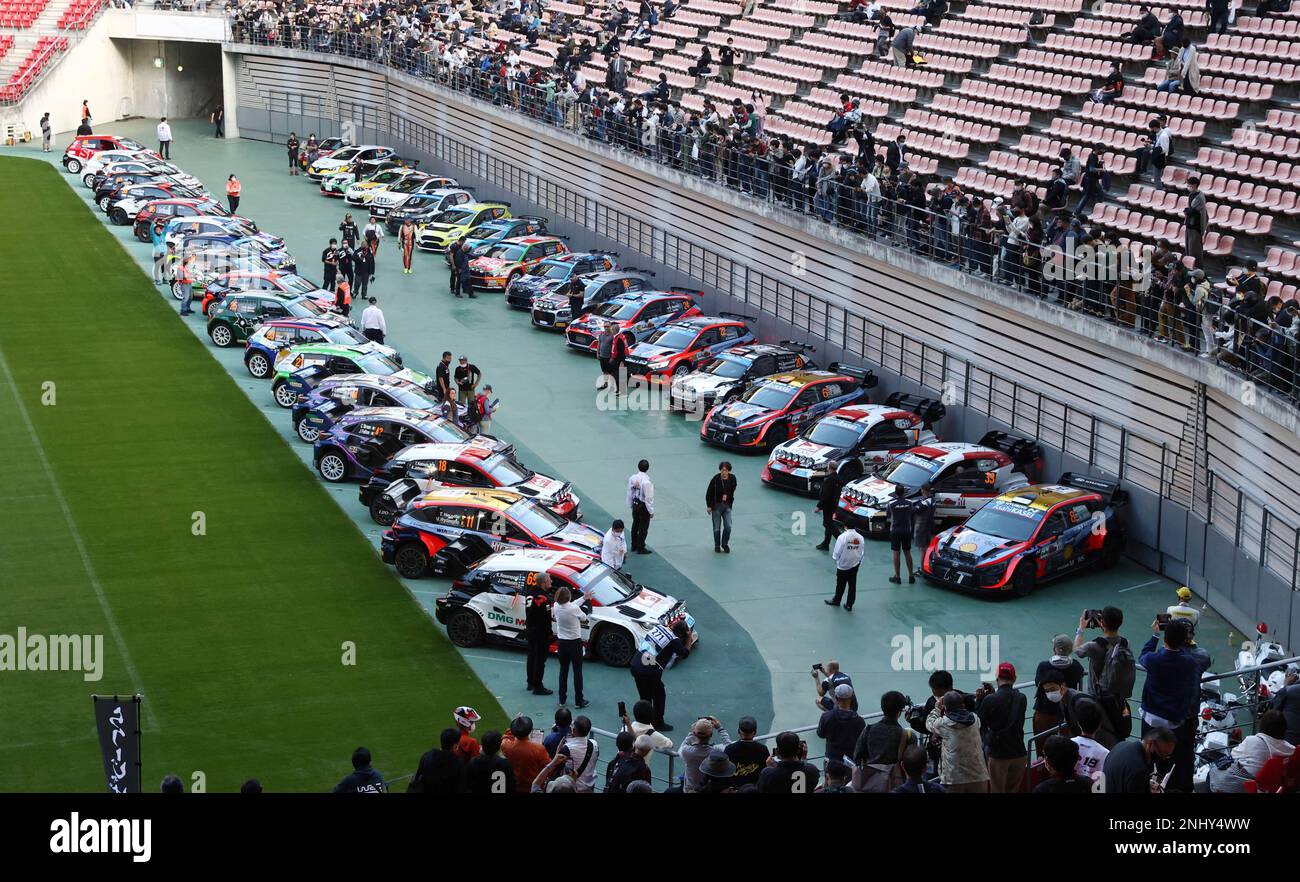 FIA World Rally Championship (WRC) machines line up at Toyota Stadium ...