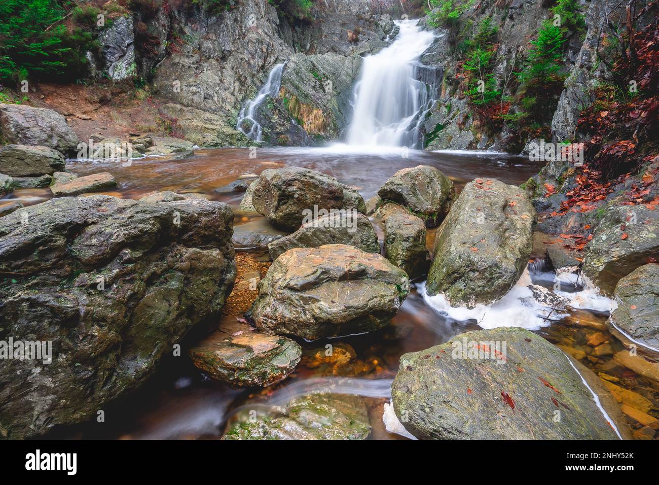 Hikingtrail, Waterfall Du Bayehon, Les Haute Fagnes, Belgium Stock ...