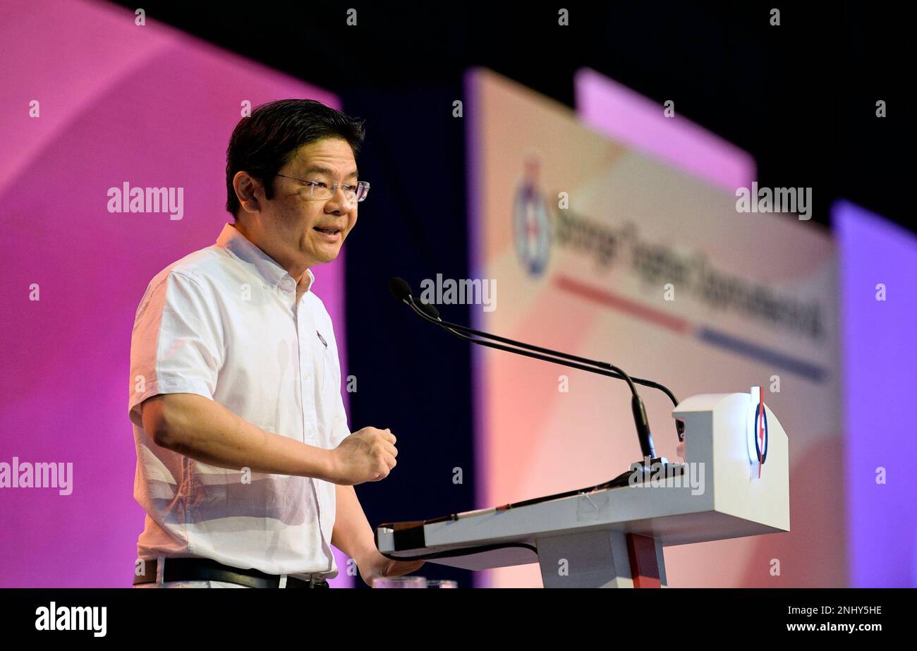 Deputy Prime Minister Lawrence Wong, speaking at the People's Action ...