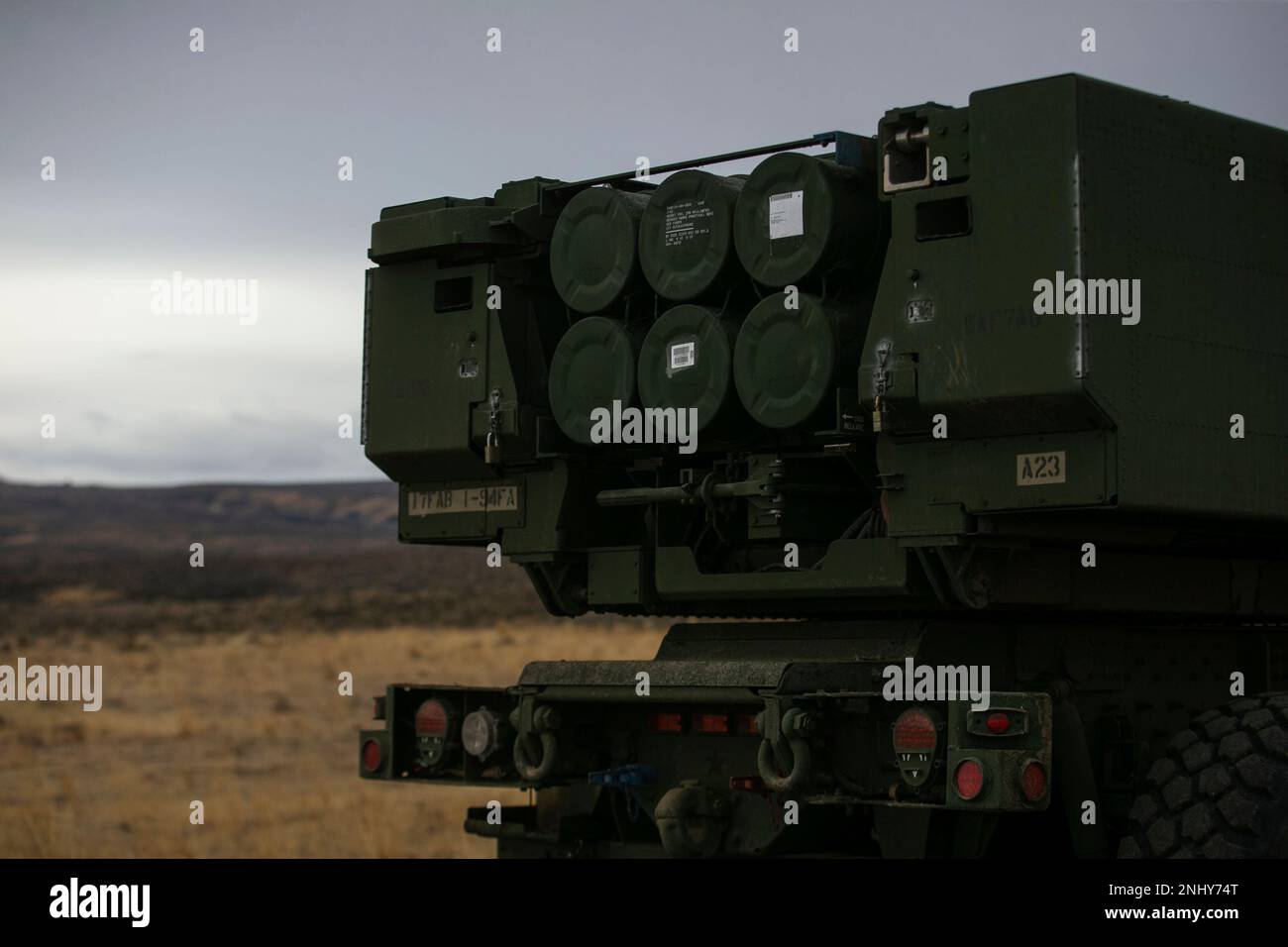 A Family of Medium Tactical Vehicles (FMTV) truck, mounted with a High ...