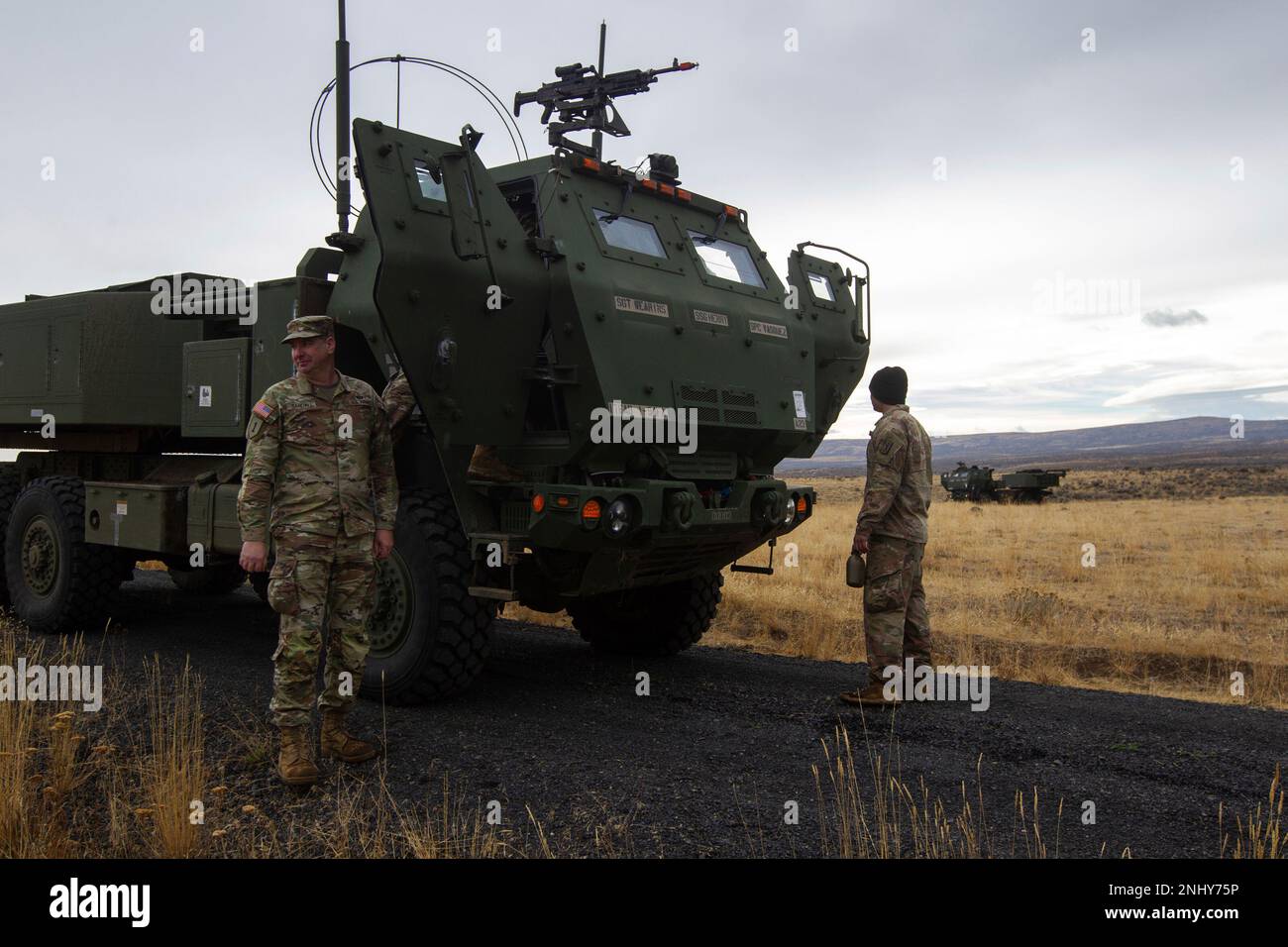 A Family of Medium Tactical Vehicles (FMTV) truck, mounted with a High ...