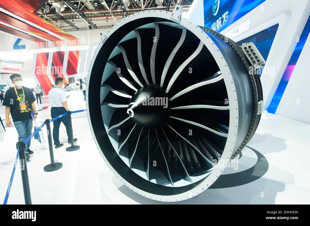 A view of a CJ2000 engine designed for large passenger aircrafts at the ...