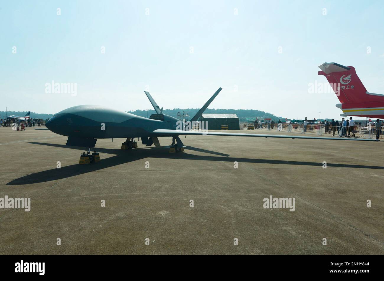 A view of PLA's latest electronic fight Wing Loong-10 UAV in its first ...
