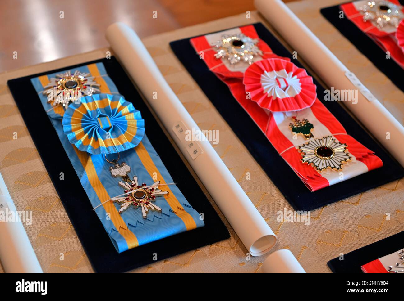 Grand Cordon of the Order of the Sacred Treasure(L) and Grand Cordon of ...