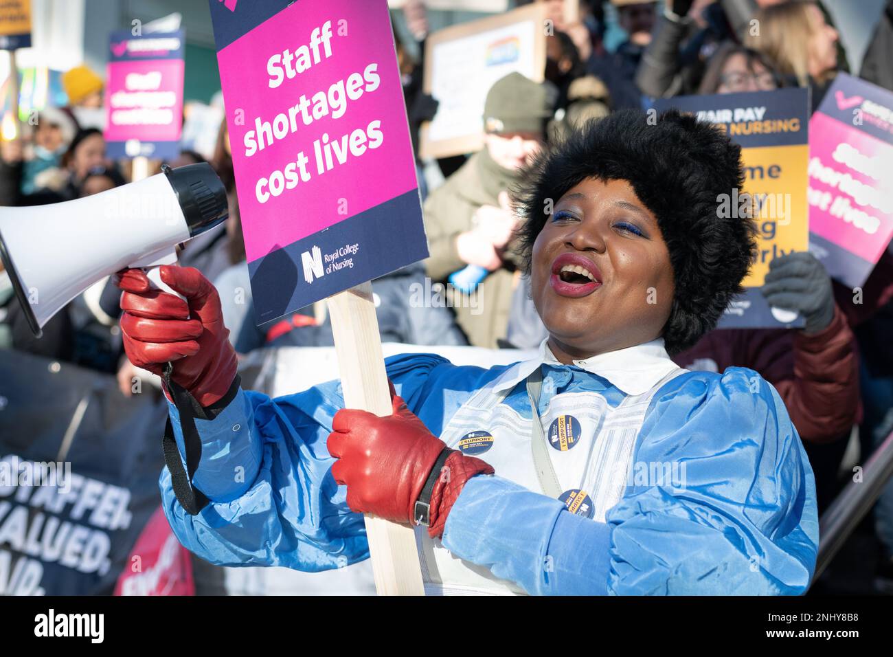 Striking nurses from the Royal College of Nursing (RCN) union on the ... Striking nurses from the Royal College of Nursing (RCN) union on the ...