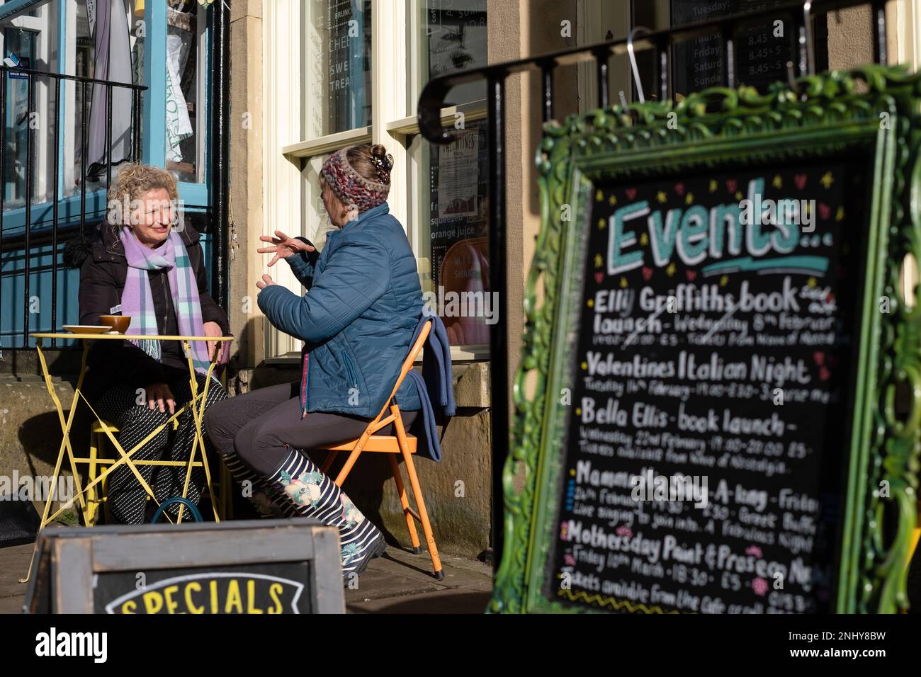 Haworth, West Yorkshire, UK. Cafe on Main Street in Haworth.Haworth is ...