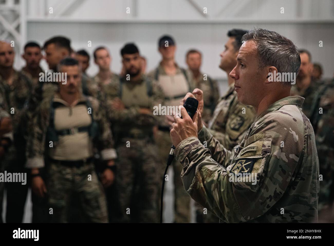 U.S. Army Maj. Jett Nelson, with the 56th Troop Command, gives a Ch-47 Chinook Helicopter ...