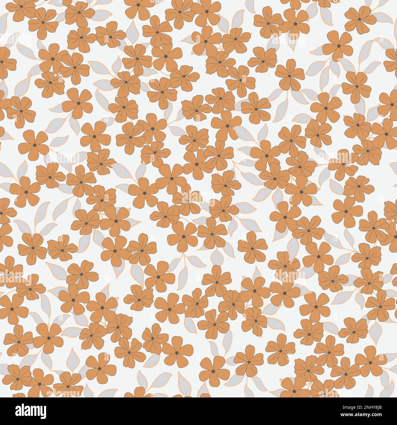 Neutral colored floral seamless pattern. Calm boho earthy tone color ...