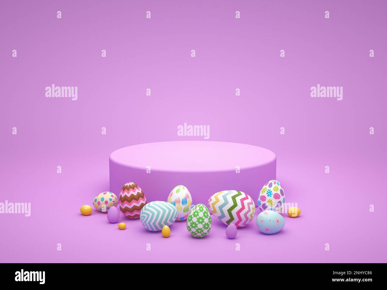 Happy Easter. Abstract art of colorful Easter Eggs with Pink or Purple ...