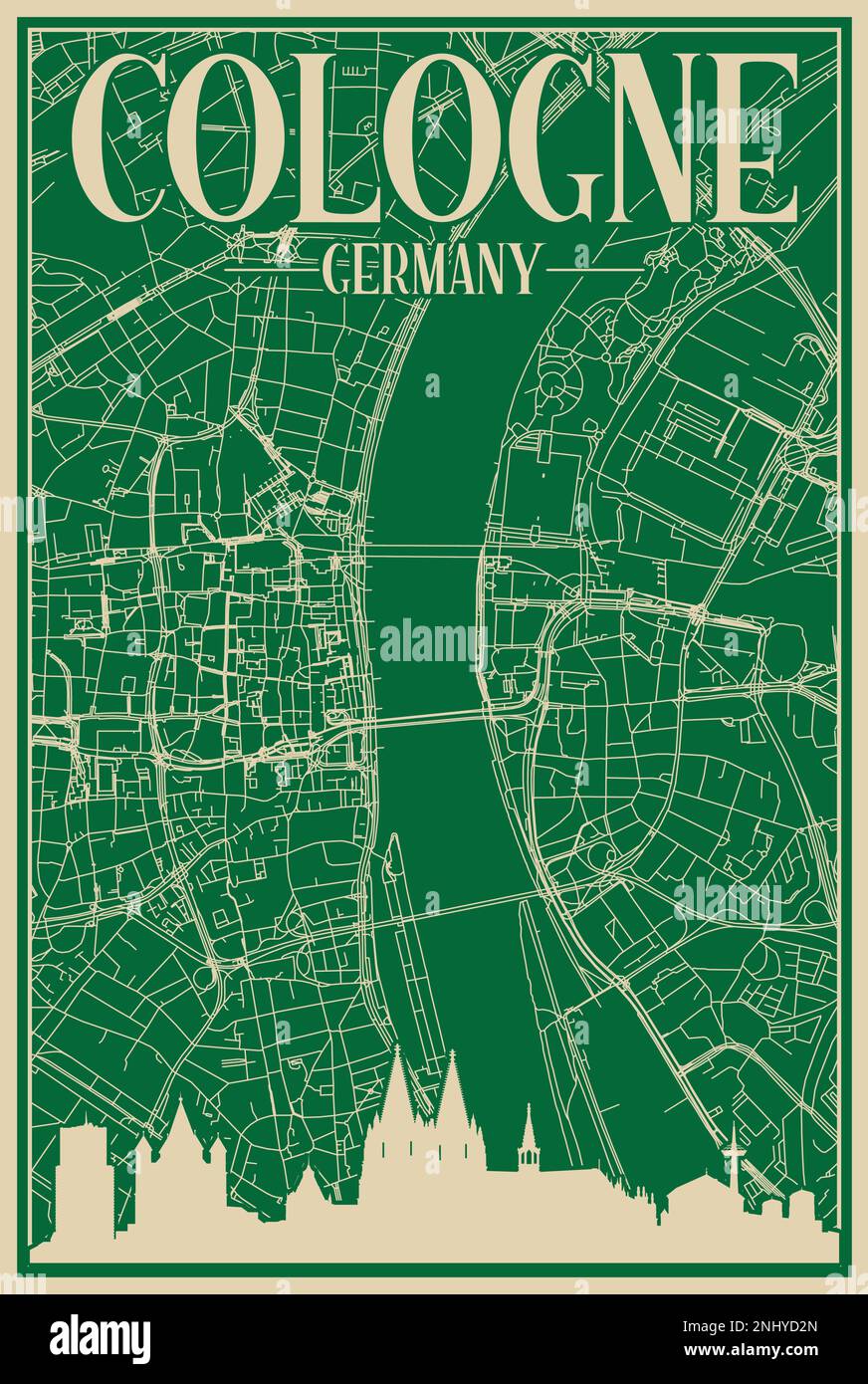 Road network poster of the downtown COLOGNE, GERMANY Stock Vector Image ...