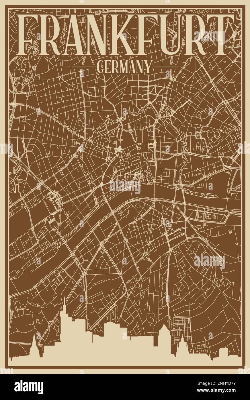 Road network poster of the downtown FRANKFURT, GERMANY Stock Vector ...