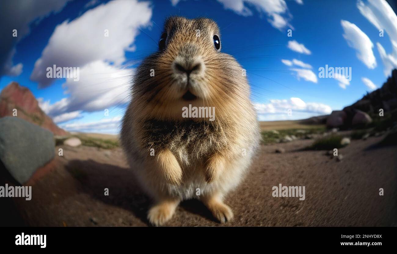 This adorable critter is posing for a dramatic photo in a landscape ...