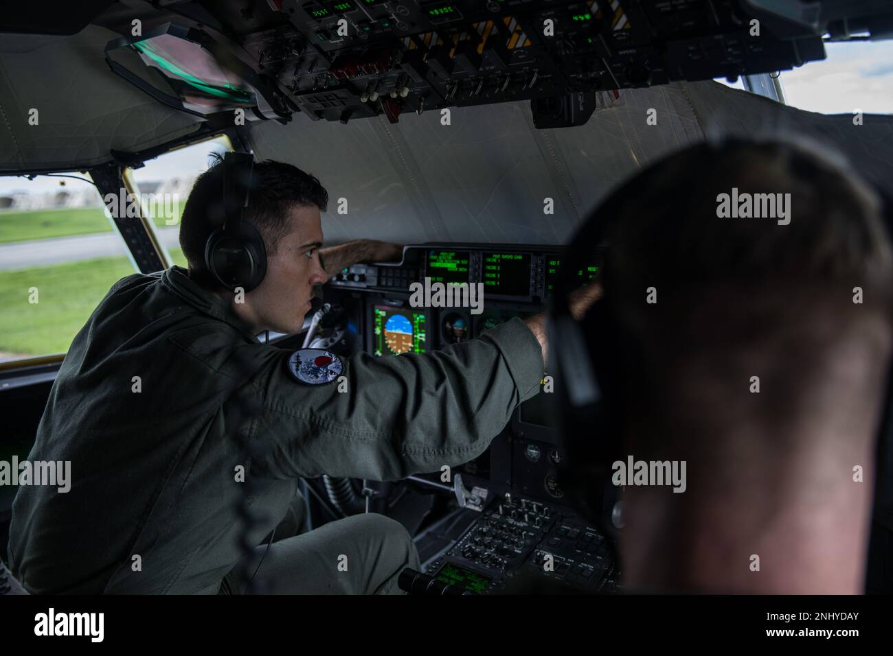 U.S. Marine Corps Cpl. David Cummings, a KC-130J Super Hercules aircraft loadmaster with Marine ...