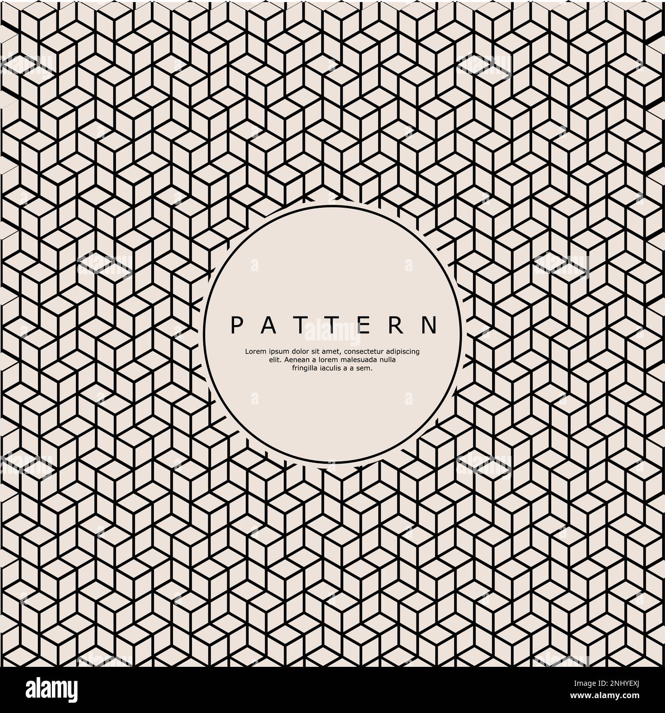 Decorative line box abstract pattern template. Modern simple cube lines ...