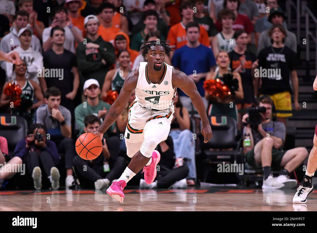 CORAL GABLES, FL - NOV 07: Miami guard Bensley Joseph (4) brings the ...