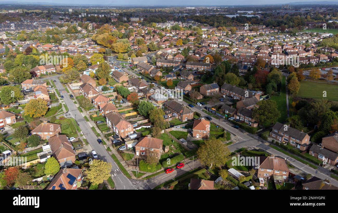 Aerial photo of the the town of Woodthorpe, it's a suburb in the south ...