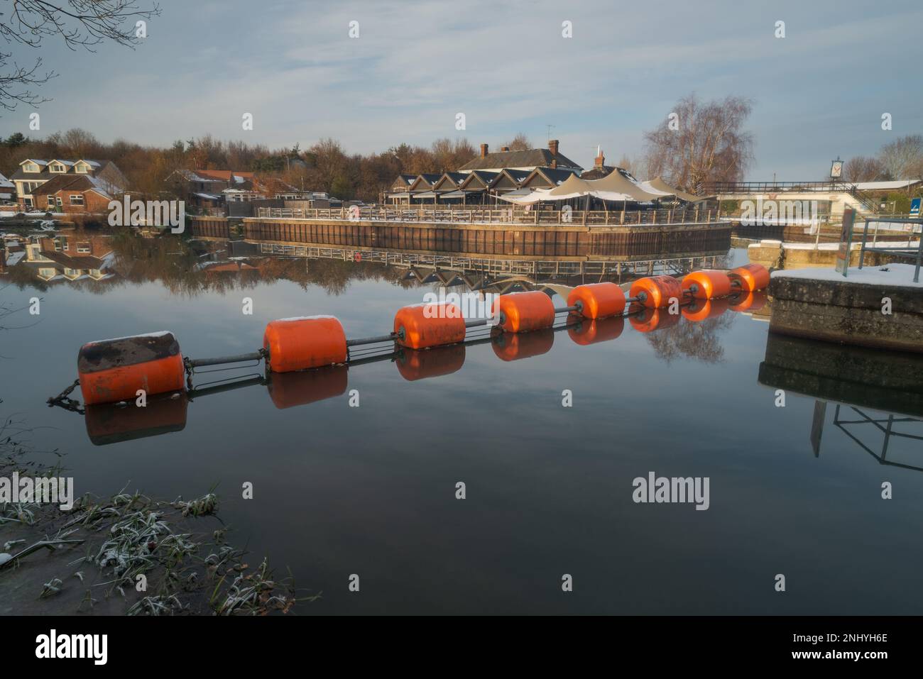 Floating barriers of buoys keep vessels which may be disabled or out of ...