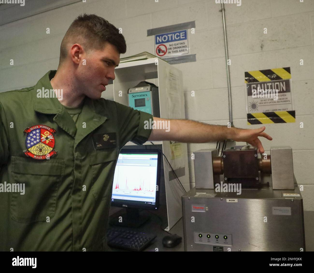 U.S. Marine Corps Lance Cpl. Caleb Thompson, cryogenics equipment ...