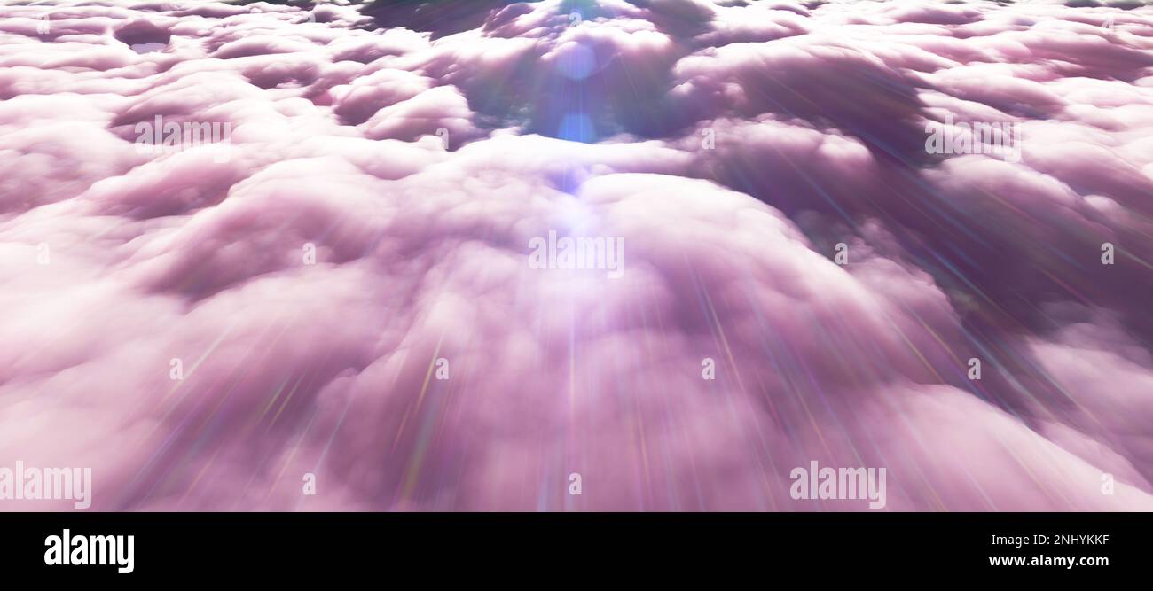 above clouds sun ray 3d render illustration Stock Photo - Alamy