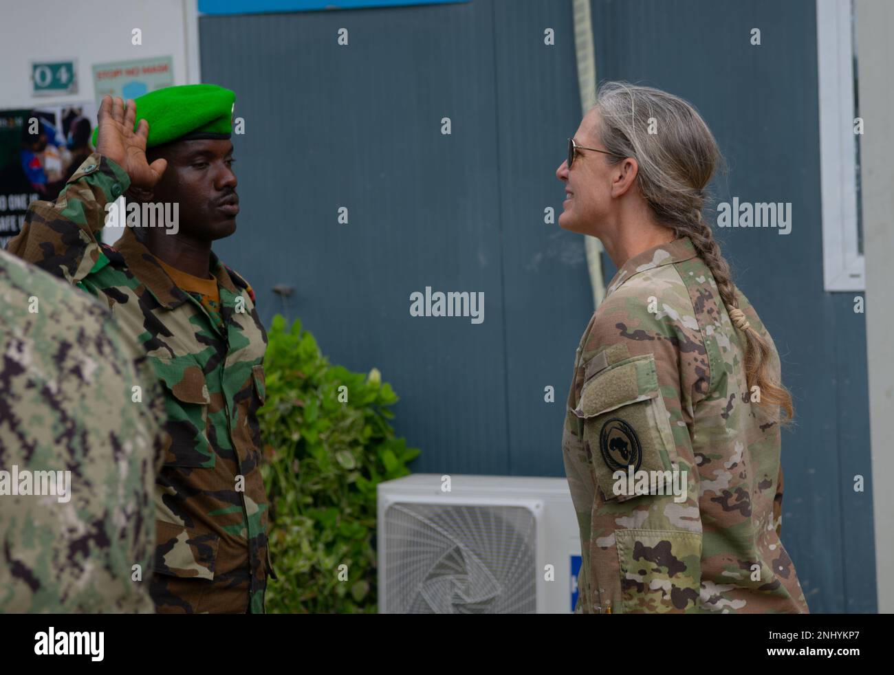 Members of African Union Transition Mission in Somalia (ATMIS) greet U ...