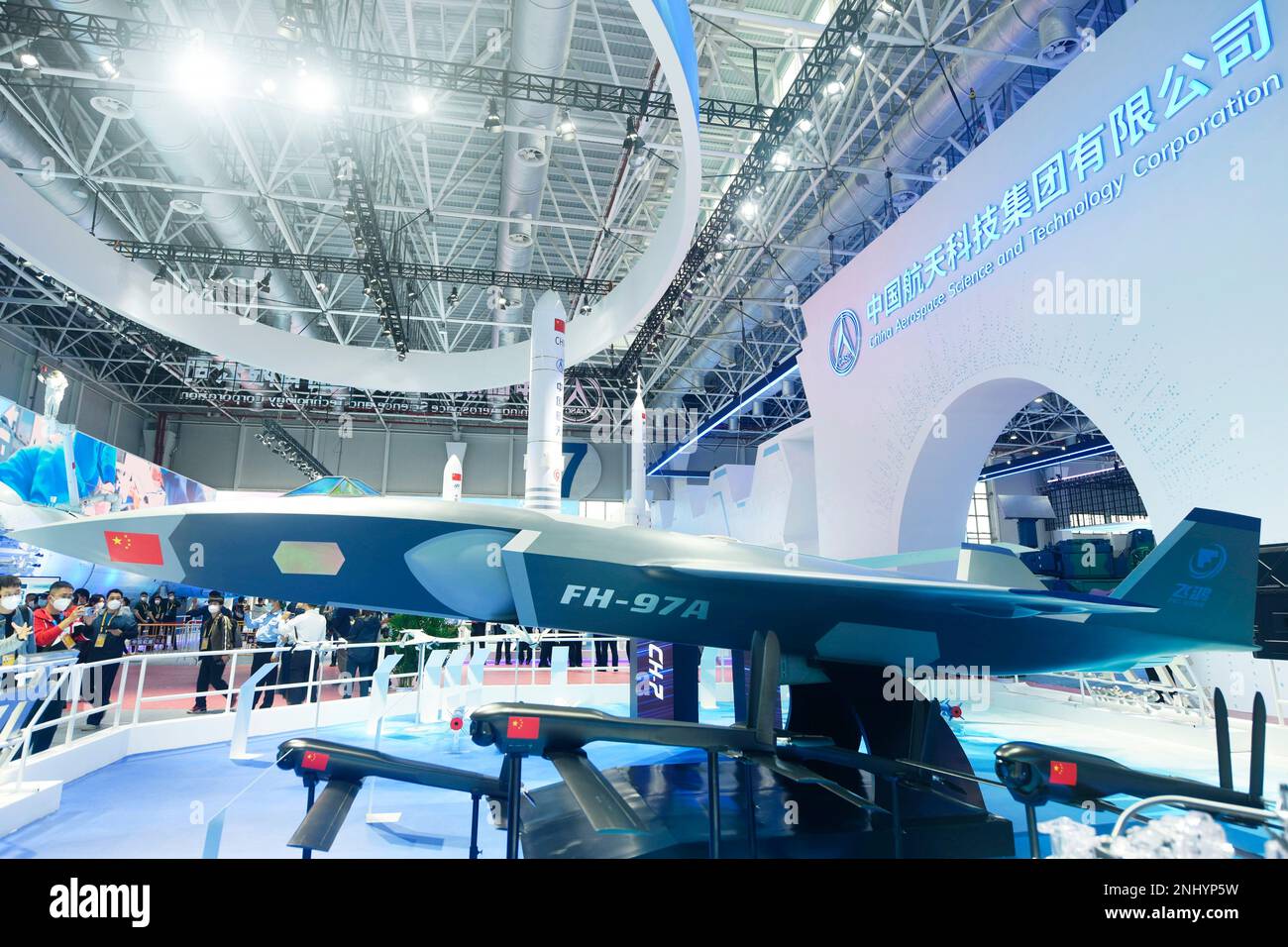 A view of China's FH-97A stealth drone during the Zhuhai Air Show in ...