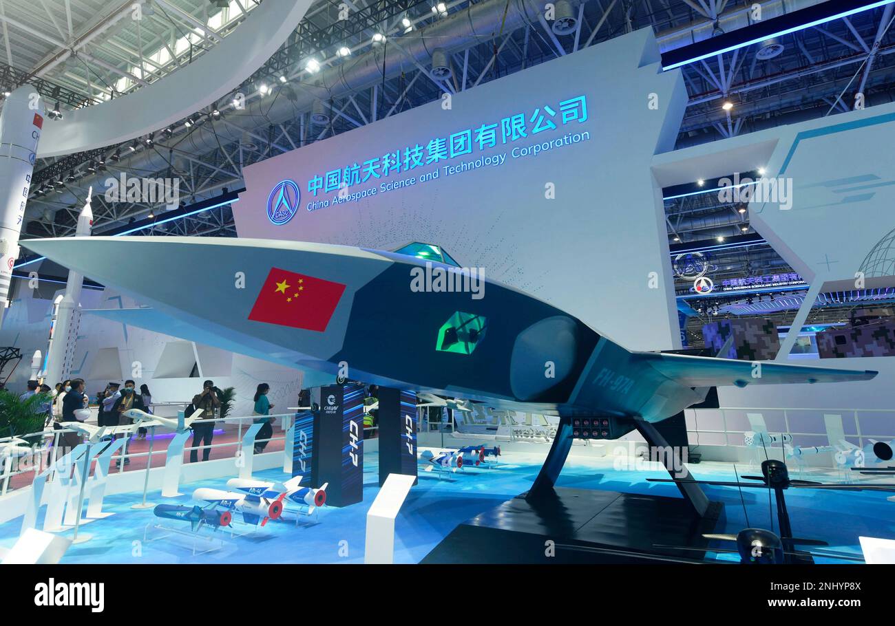 A view of China's FH-97A stealth drone during the Zhuhai Air Show in ...
