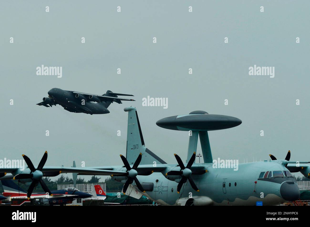 A China's new YU-20 aerial tanker flies during the Zhuhai Air Show in ...