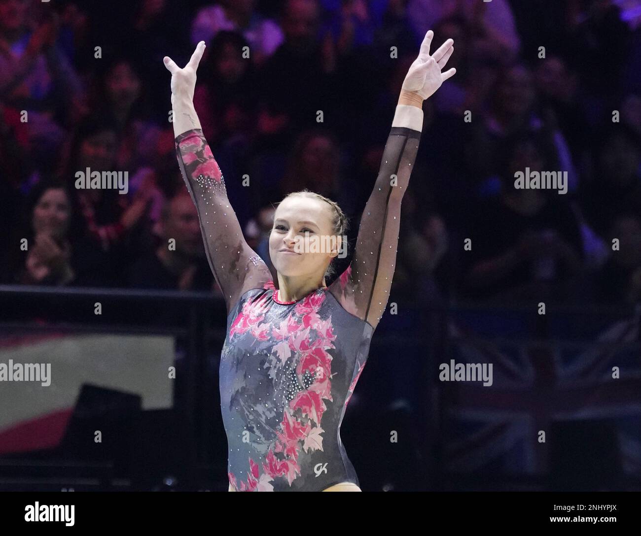 Elsabeth Black of Canada performs during the Women's Balance Beam ...