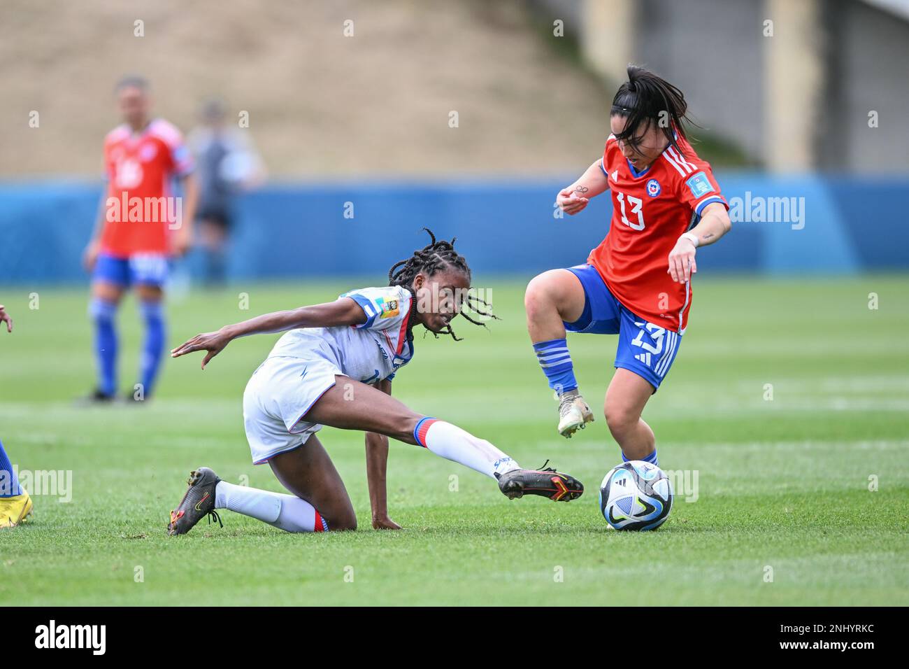 Betina Petit-Frere (R) of Haiti National Women's soccer team and ...