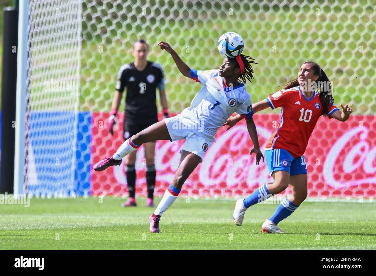Auckland, New Zealand. 22nd Feb, 2023. Jennyfer Limage (L) of Haiti ...