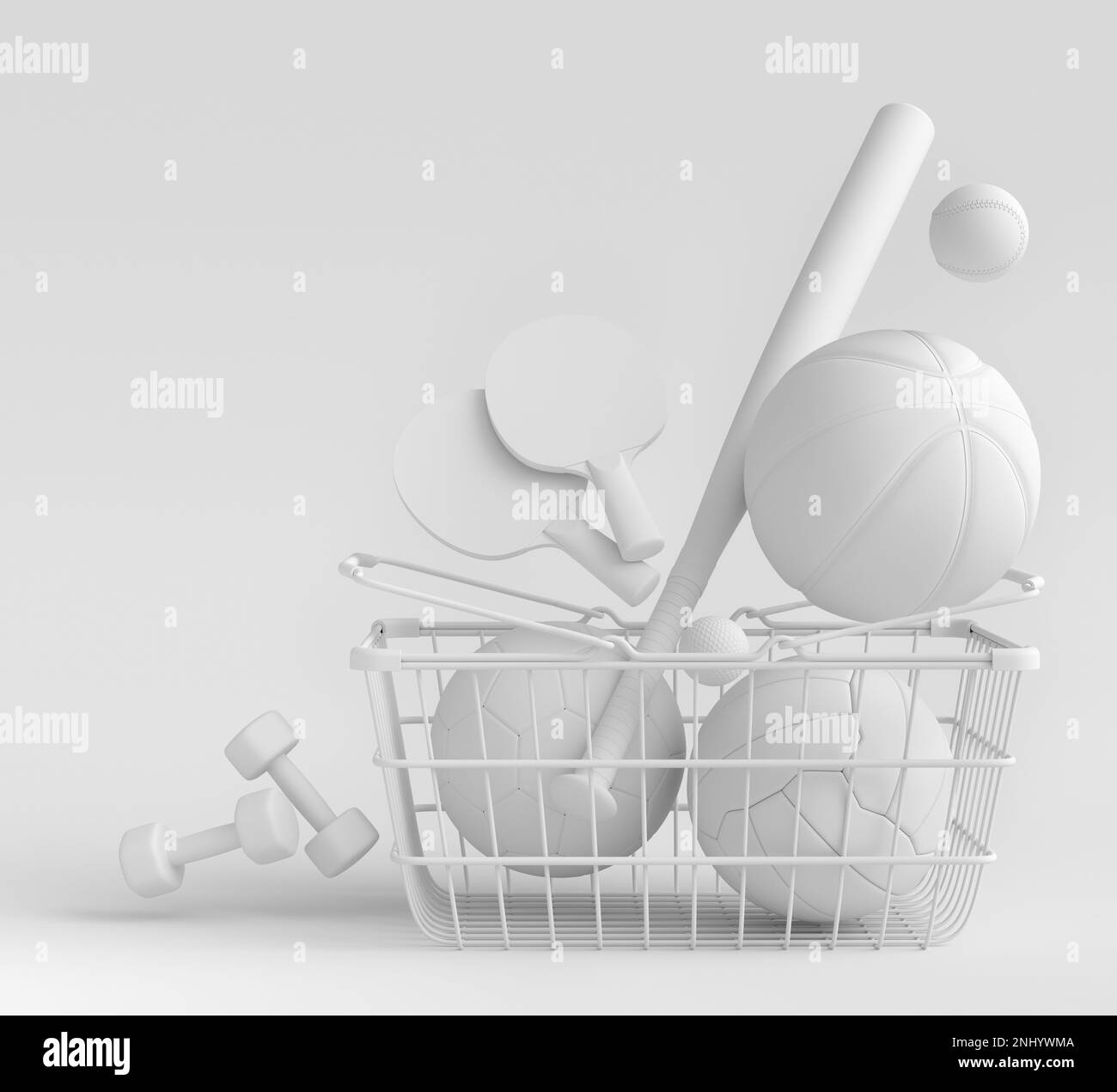 Set of sport equipment for basketball, american football, ping pong and ...