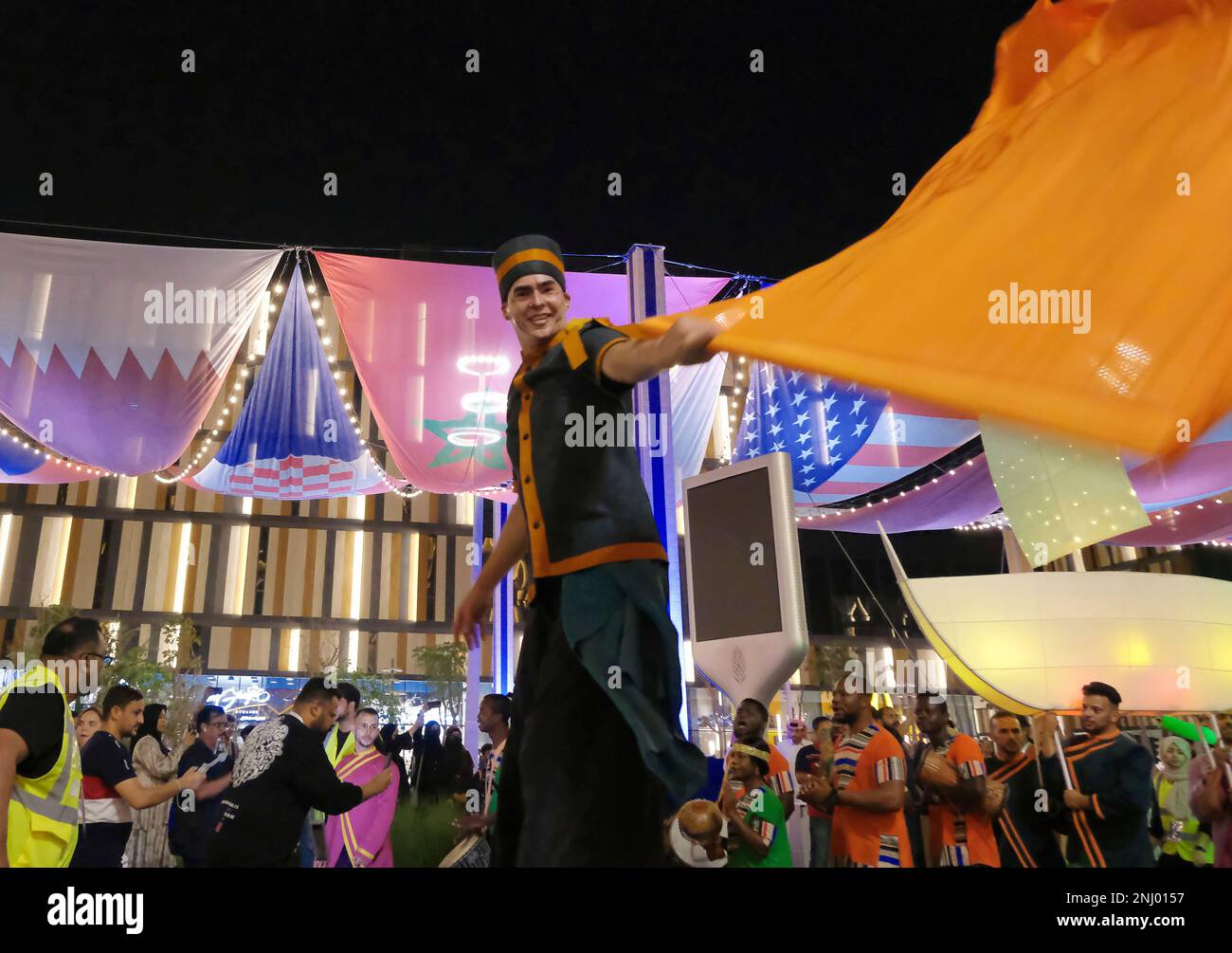A parade is held on Lusail street in Lusail, Qatar on November 5, 2022 ...