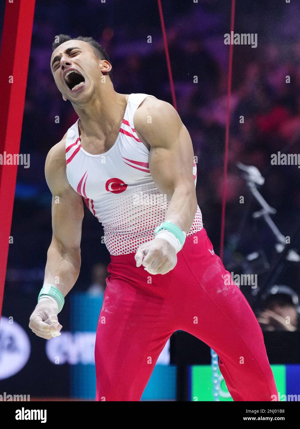 Adem Asil of Turkey reacts during MEN'S RINGS APPARATUS FINAL of 51st ...