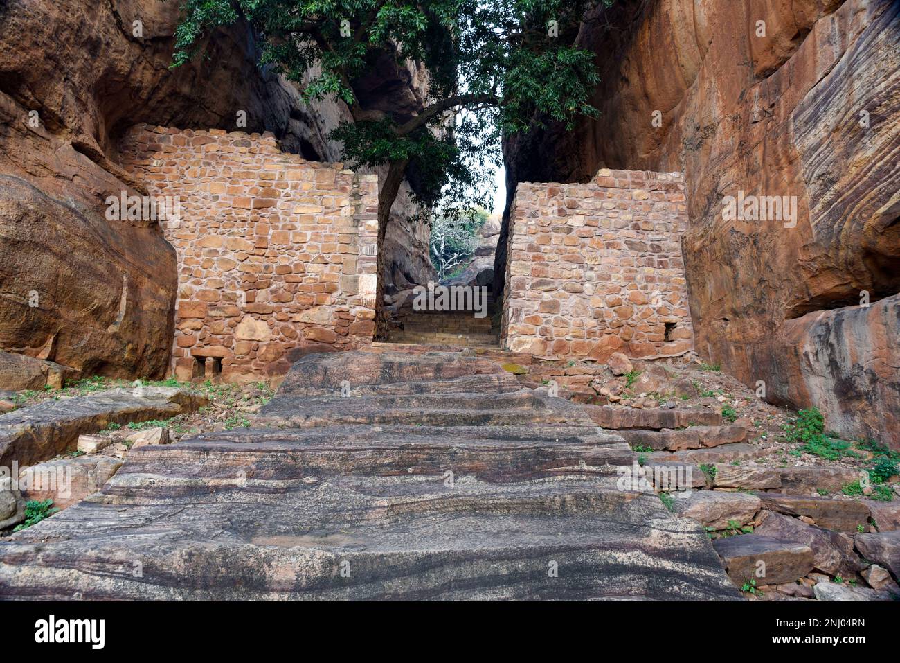Steps leading to the top of Badami fort built by Chalukya king ...