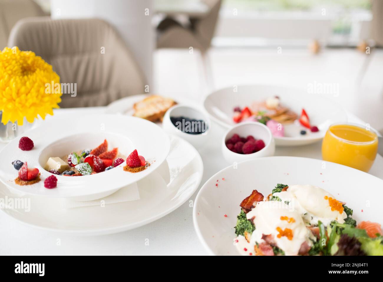 balanced restaurant breakfast menu healthy eating Stock Photo - Alamy