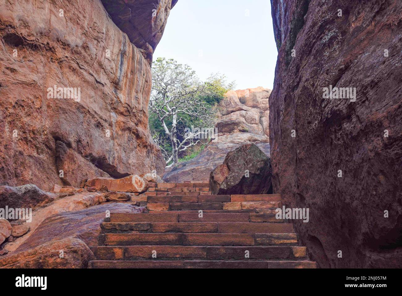 Steps leading to the top of Badami fort built by Chalukya king ...