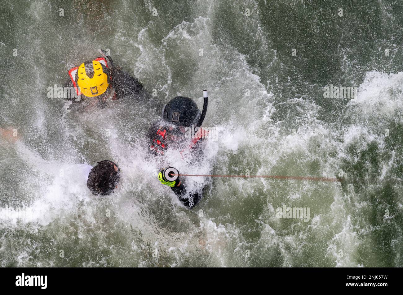 Members from the FBI Hostage Rescue Team, prepare to hoist a Barrier ...