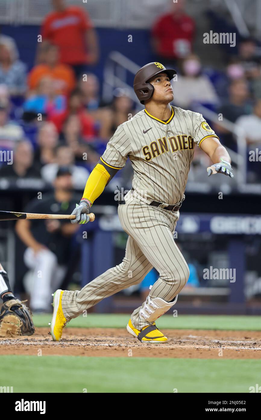 San Diego Padres Juan Soto plays in a game against the Miami Marlins at ...