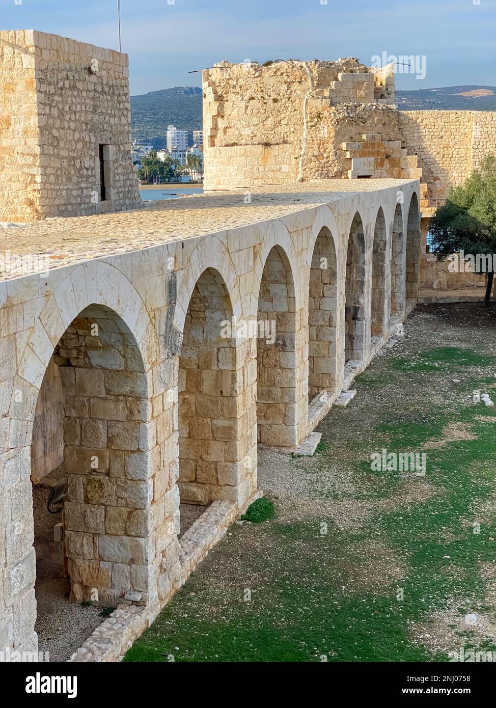 An ancient construction of a historical fort in Turkey. maiden tower ...