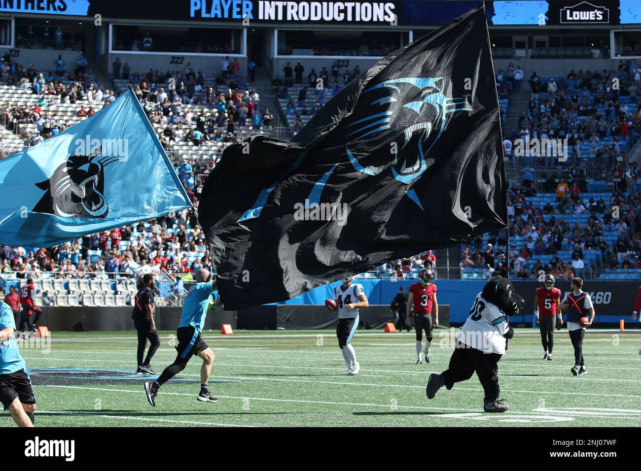 CHARLOTTE, NC - OCTOBER 23: Panthers flag flies during an NFL football ...