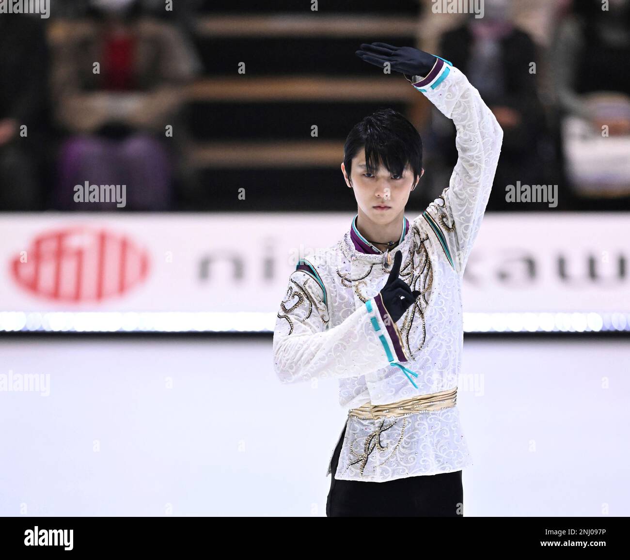 Japanese professional figure skater Yuzuru Hanyu perform during his ...