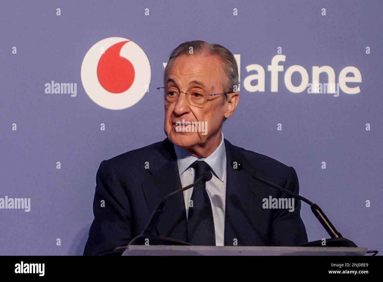 The president of Real Madrid, Florentino Pérez, speaks at the ceremony ...