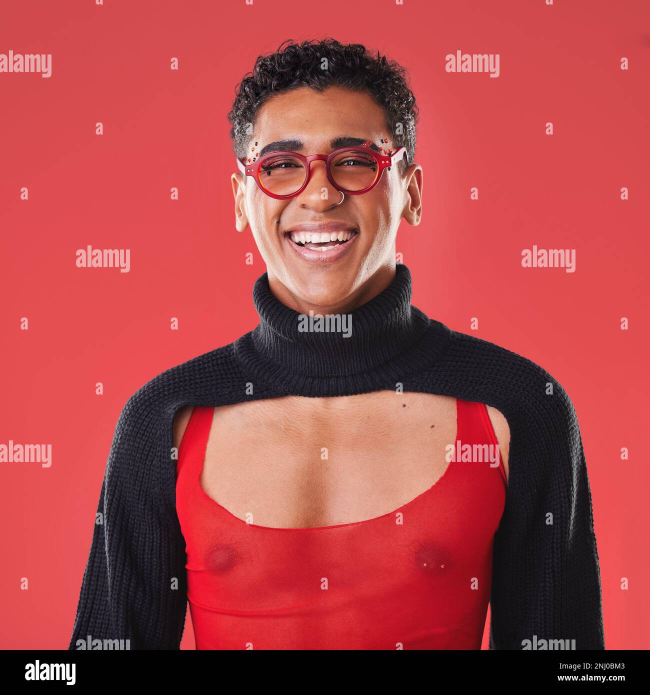 LGBTQ, queer and portrait of a gay man with unique fashion and style ...