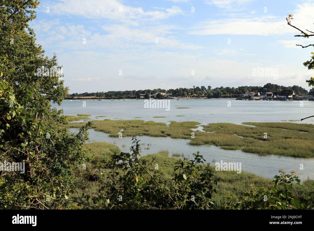 View across La Marle river to Sene from Promenade Paul Chapel from Parc ...
